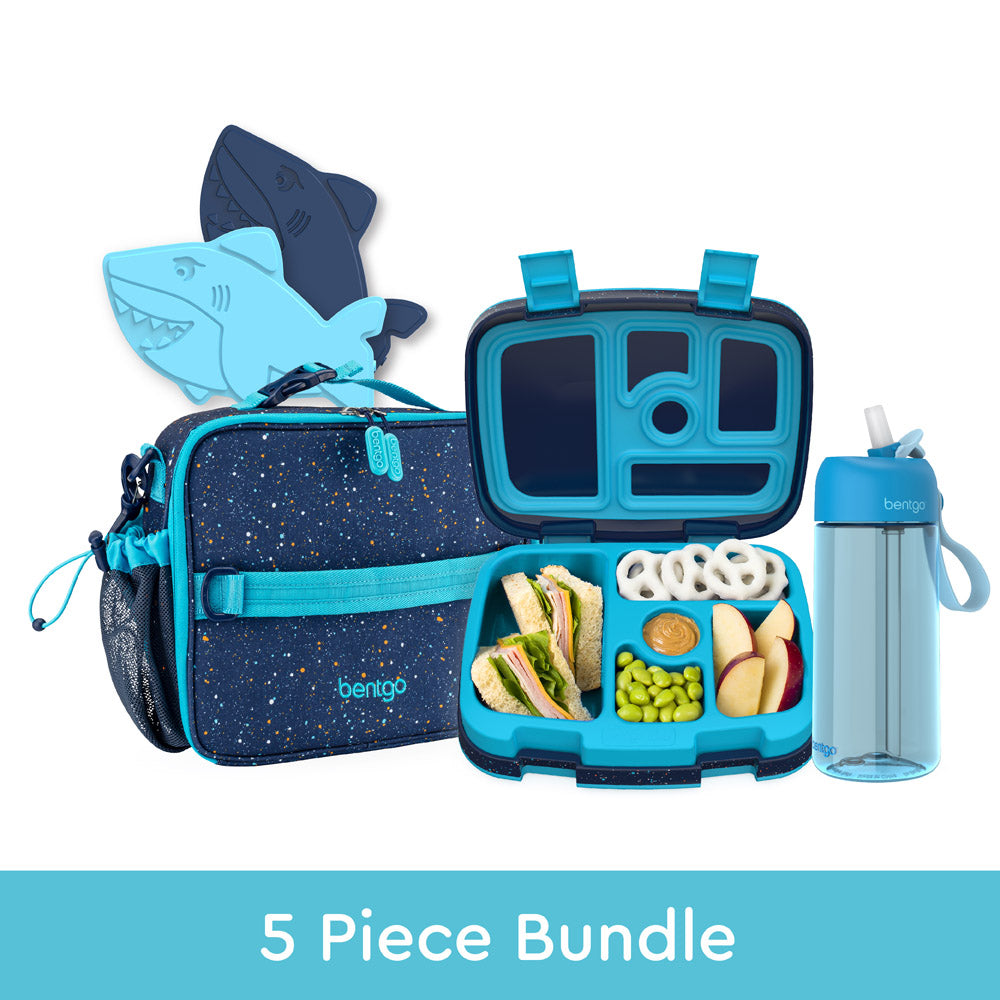 Bentgo® Kids Prints Lunch 5-Piece Set with Ice Packs | Lunch Box & Bag